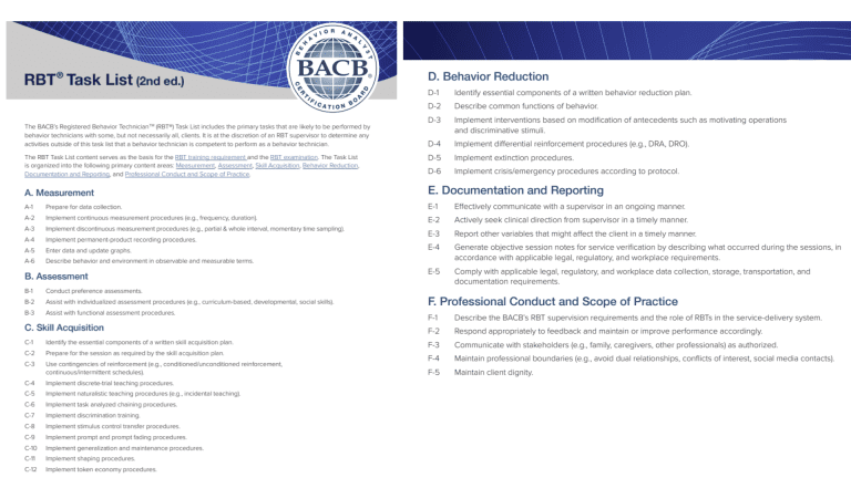 Rbt Task List Rbt Mock Exam